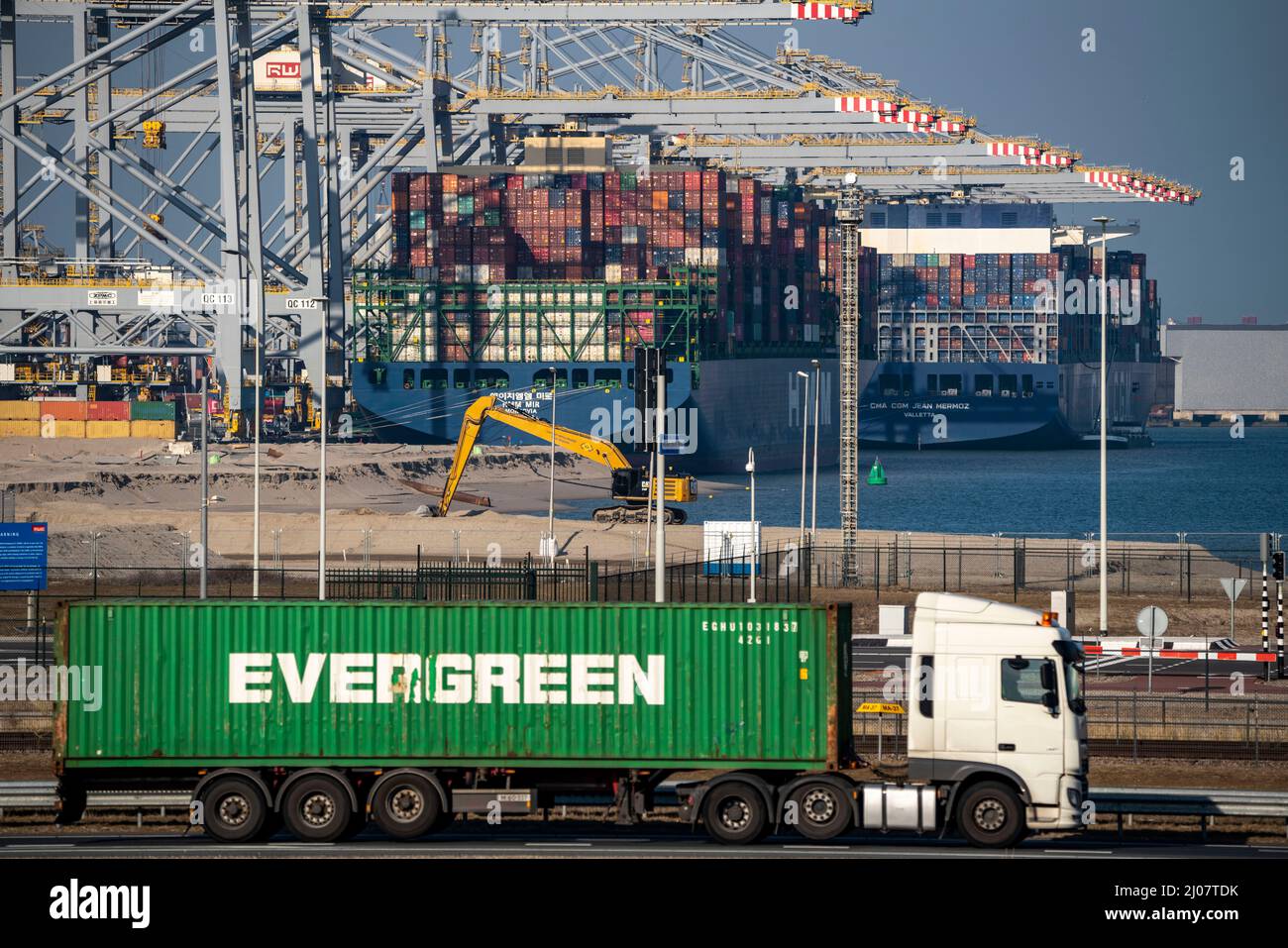The seaport of Rotterdam, Netherlands, deep-sea port Maasvlakte 2, on ...