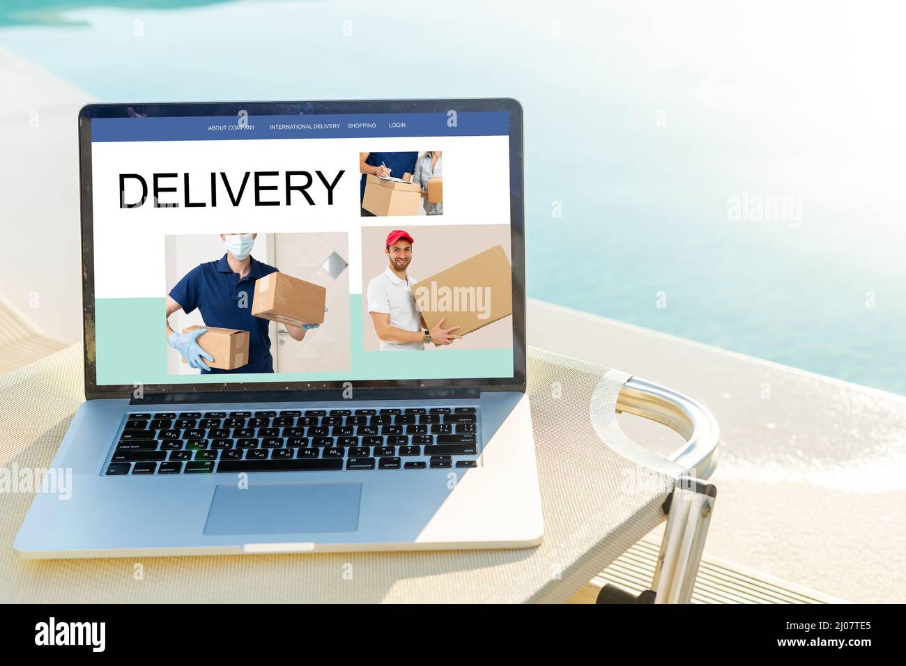 Laptop screen displaying a delivery tracking concept Stock Photo - Alamy