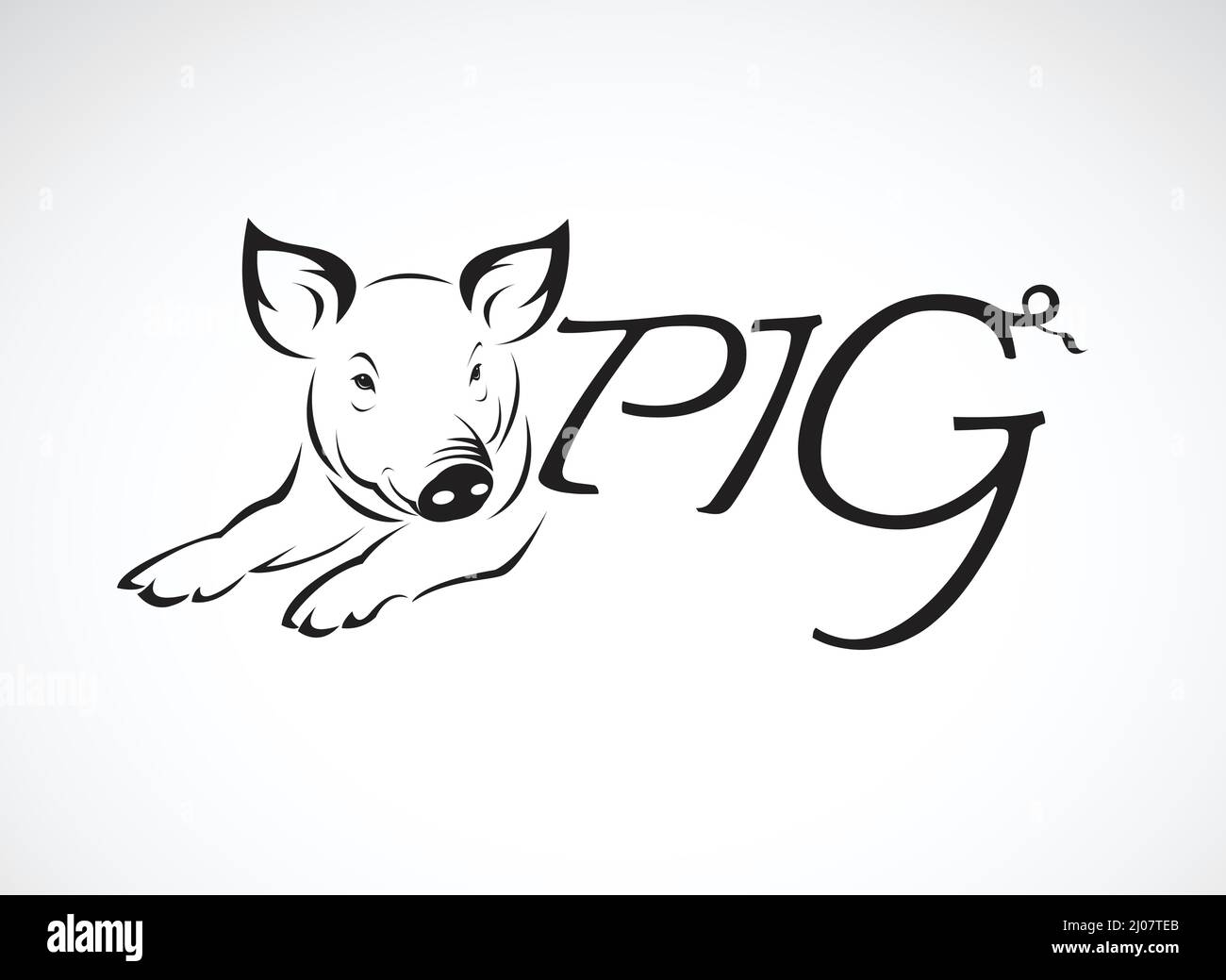 Vector design a pig is text on a white background. Farm animals. Easy ...