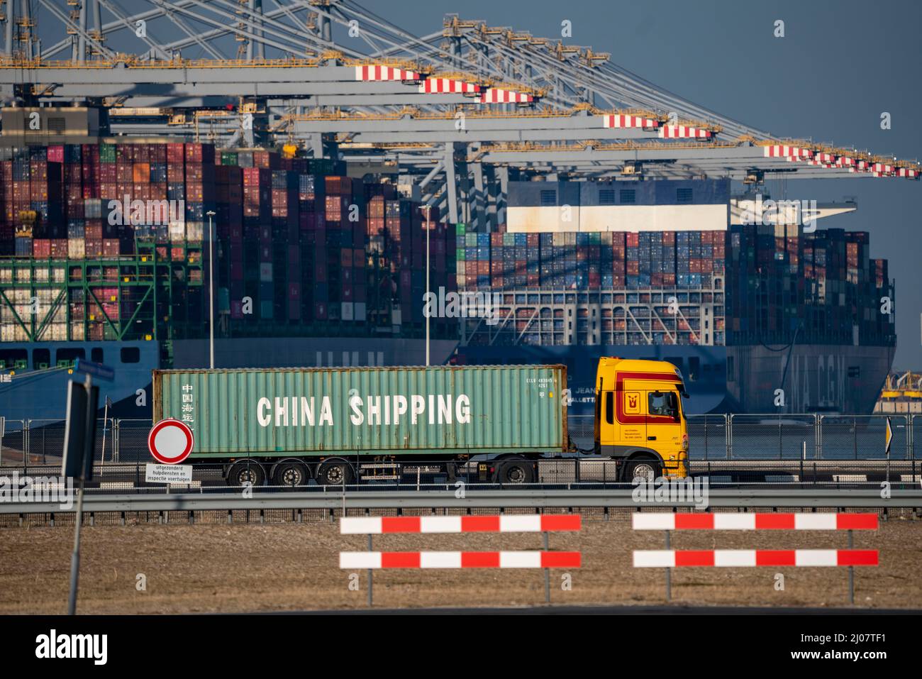 The seaport of Rotterdam, Netherlands, deep-sea port Maasvlakte 2, on ...