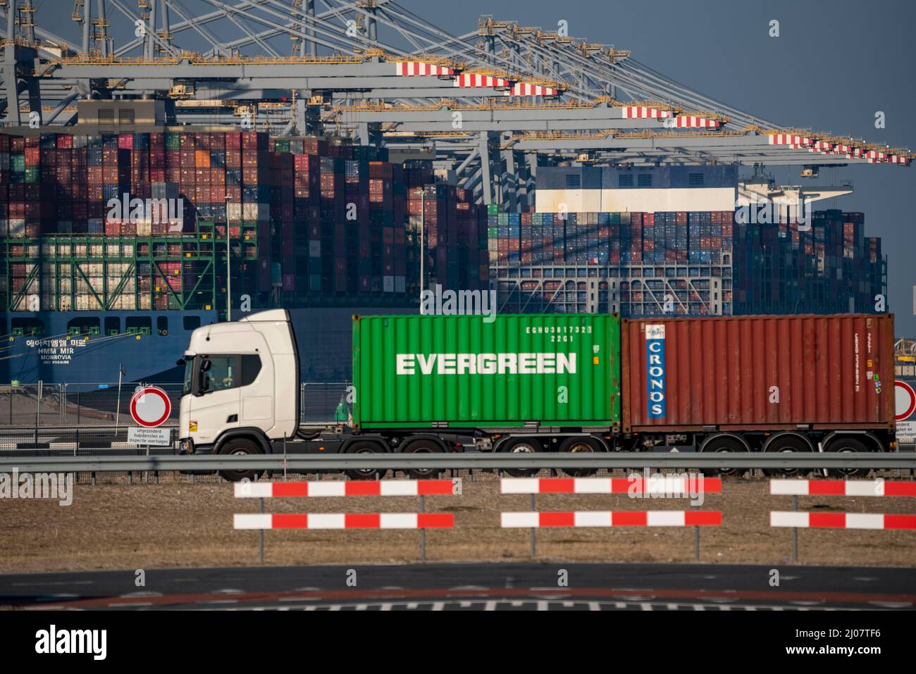 The seaport of Rotterdam, Netherlands, deep-sea port Maasvlakte 2, on ...