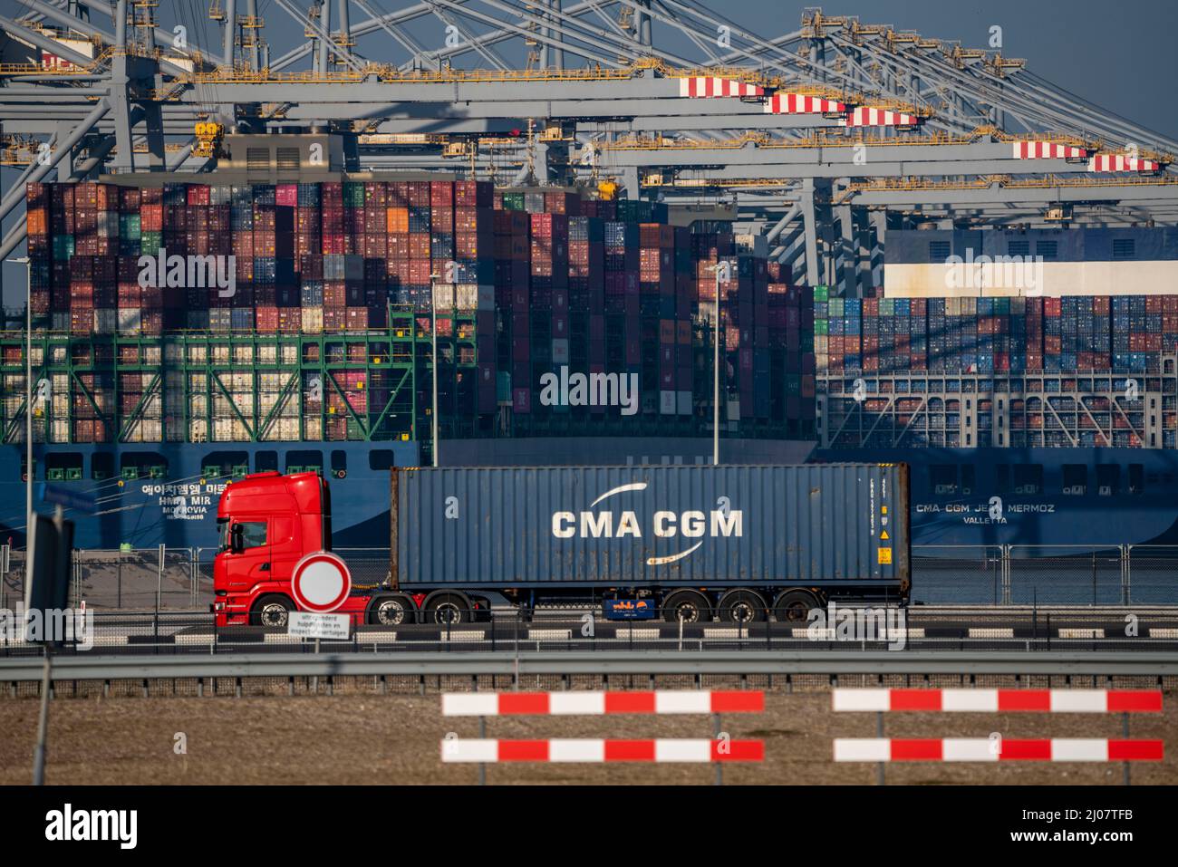 The seaport of Rotterdam, Netherlands, deep-sea port Maasvlakte 2, on ...