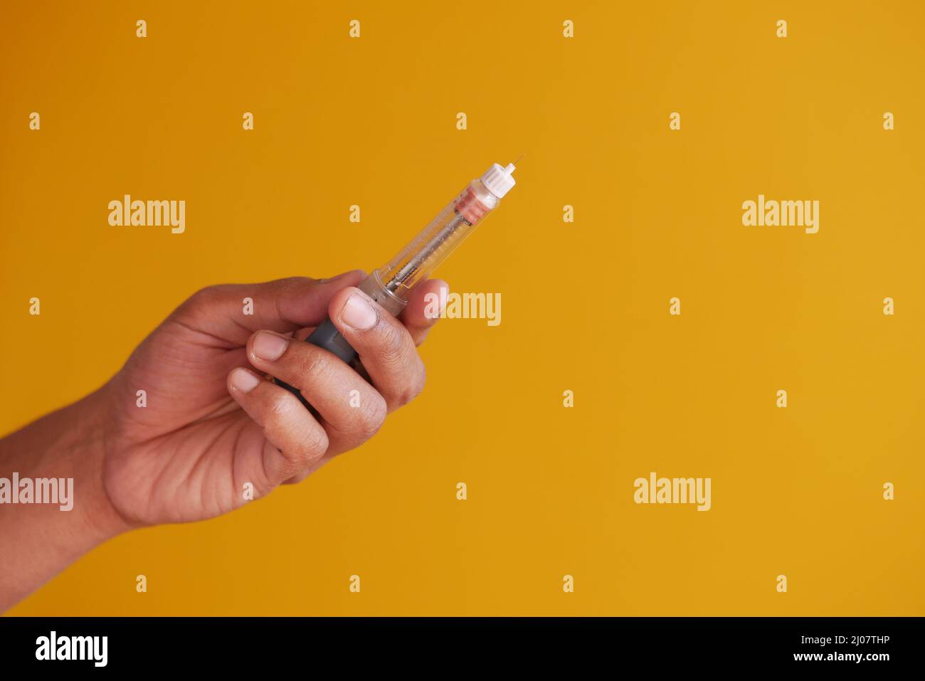 hand holding Insulin pens with copy space, Top down Stock Photo - Alamy