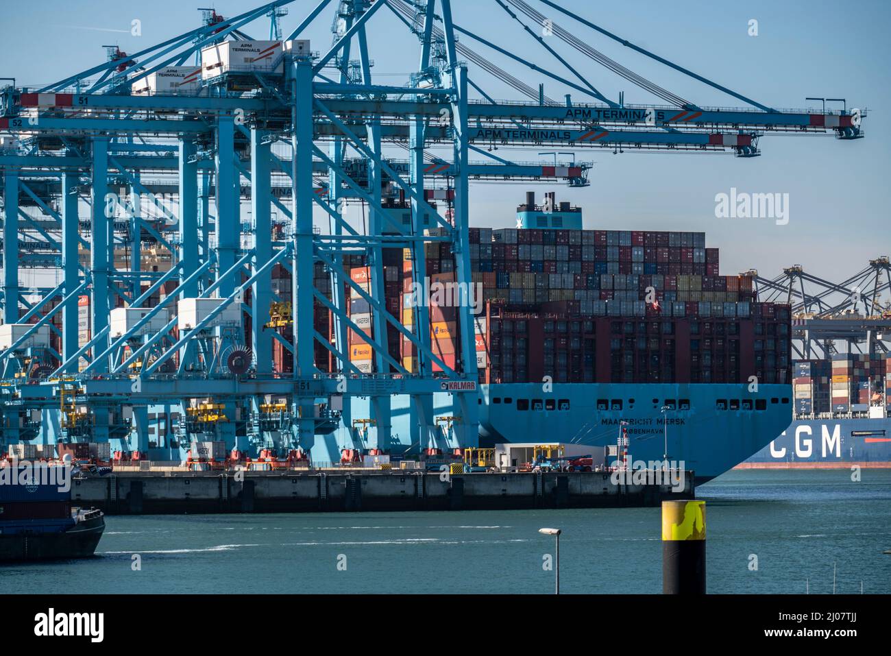 The seaport of Rotterdam, Netherlands, deep sea port Maasvlakte 2, on a ...