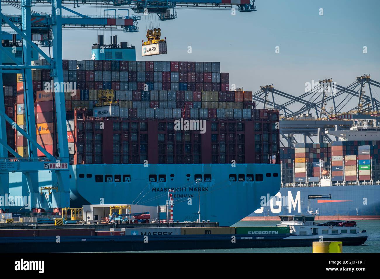 The seaport of Rotterdam, Netherlands, deep sea port Maasvlakte 2, on a ...