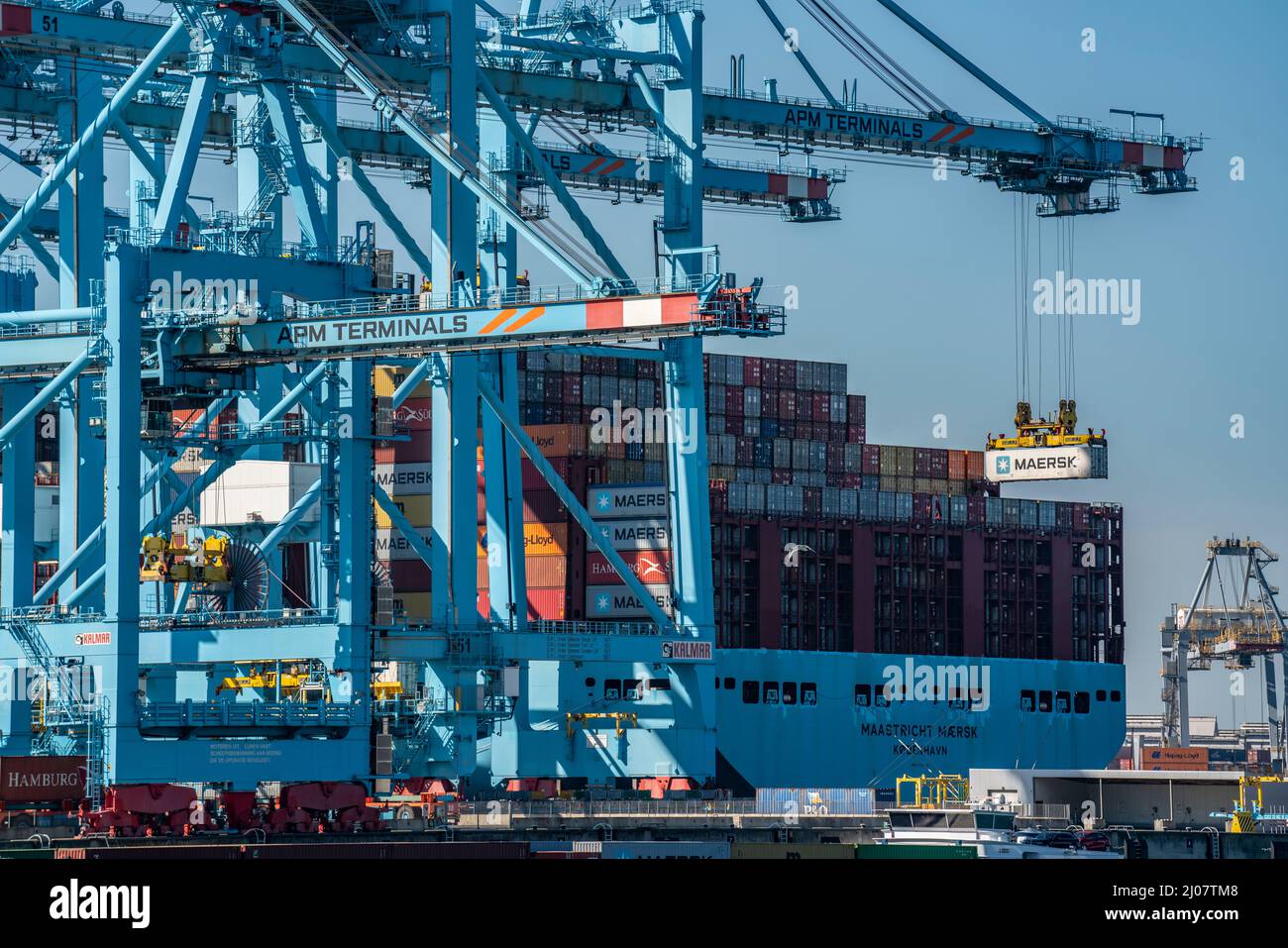 The seaport of Rotterdam, Netherlands, deep sea port Maasvlakte 2, on a ...