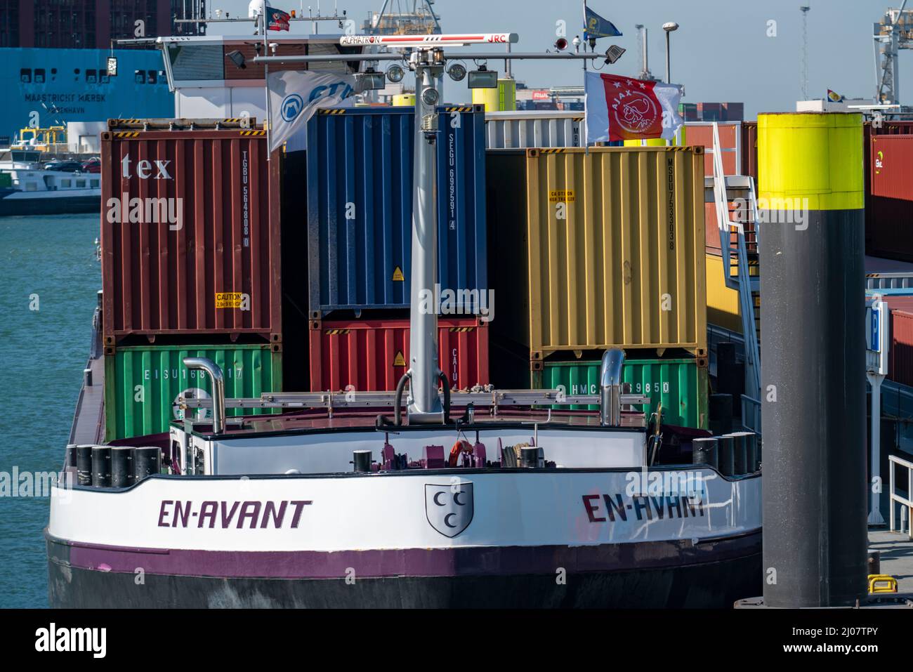 The seaport of Rotterdam, Netherlands, Maasvlakte 2 deep sea port, on ...