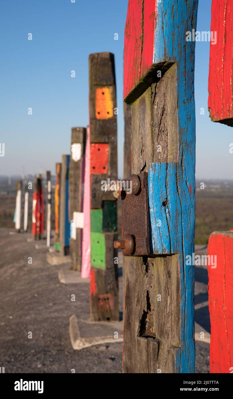 Vertical shot of totem poles - Heritage of Ruhr Metropolis, Germany ...
