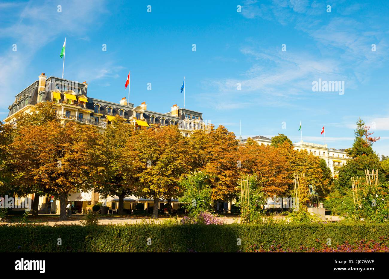 Luxury Five Stars Hotel in a Sunny Day in Lausanne, Vaud in Switzerland ...