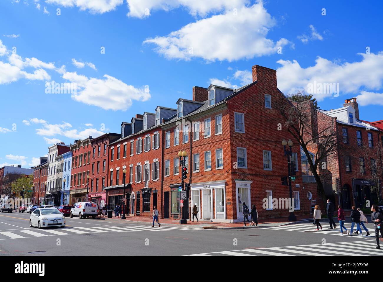 WASHINGTON, DC -2 APR 2021- View of colorful buildings in the ...