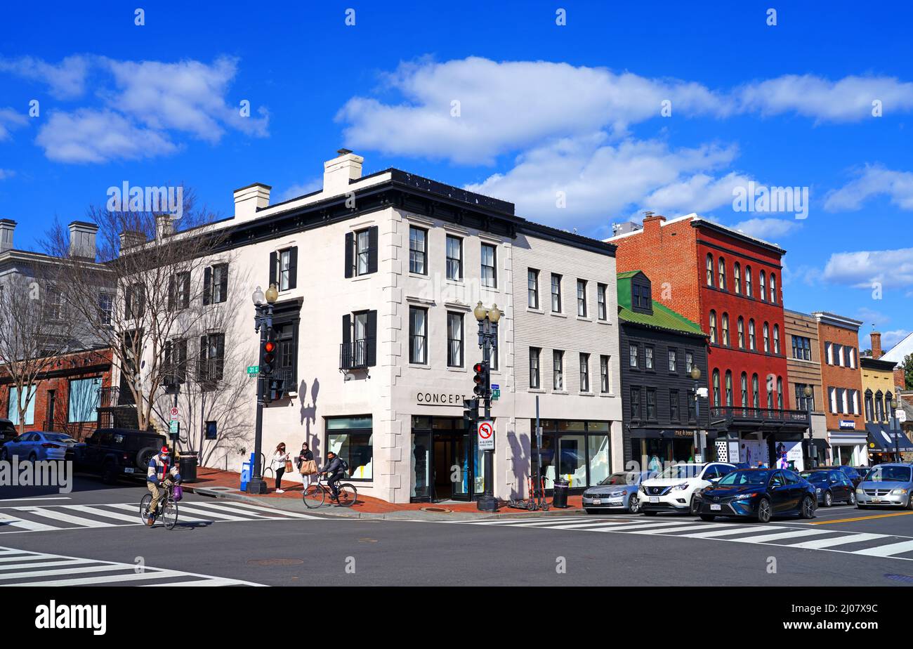 WASHINGTON, DC -2 APR 2021- View of colorful buildings in the ...