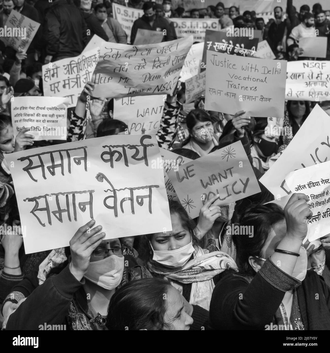 Delhi, India December 25 2021 : Delhi Contractual Guest Teachers with ...
