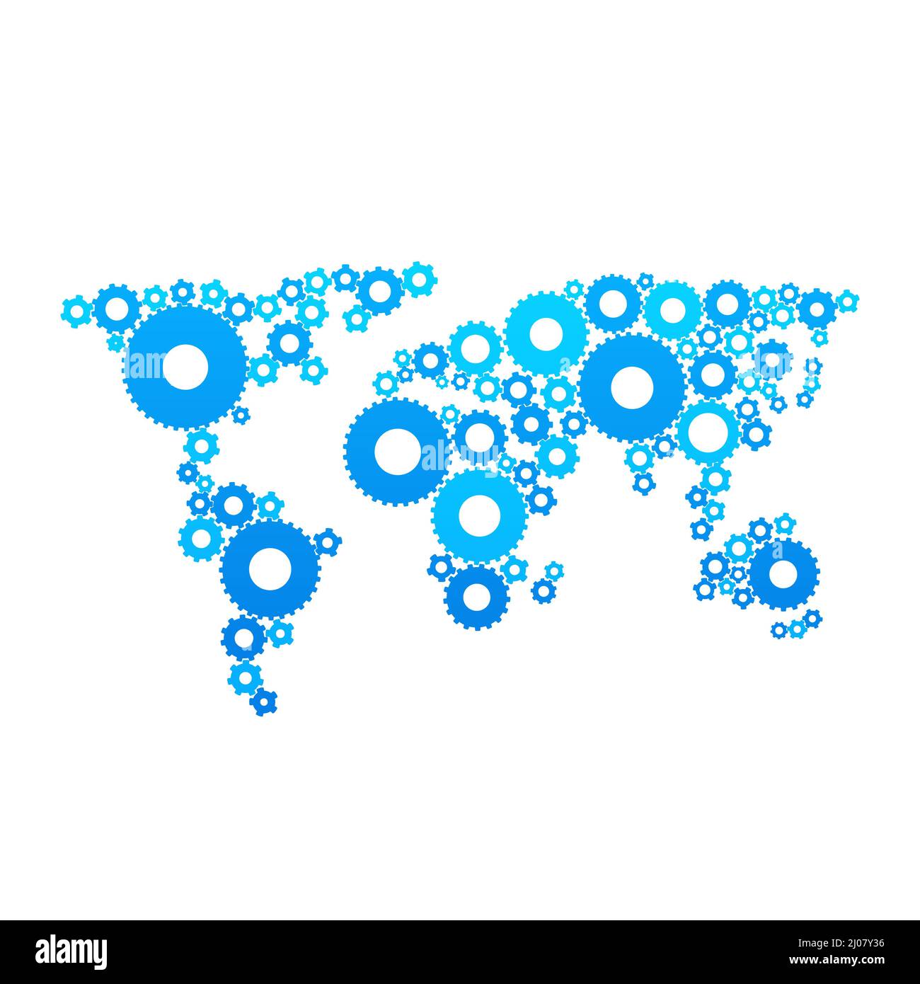 Gear world map vector illustration isolated on white background Stock ...