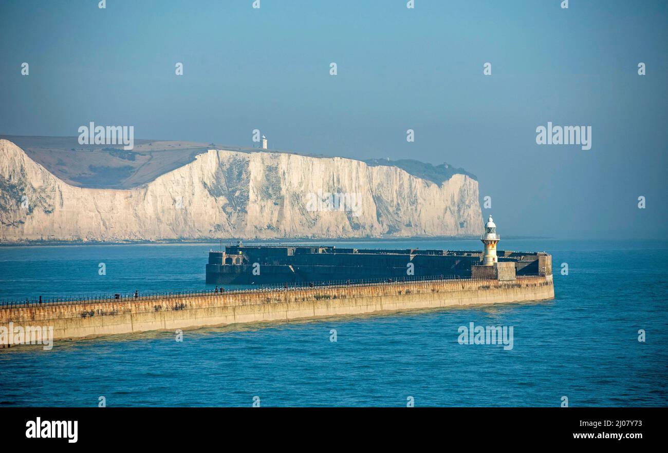 The harbour wall outside the Port of Dover in England, United Kingdom ...