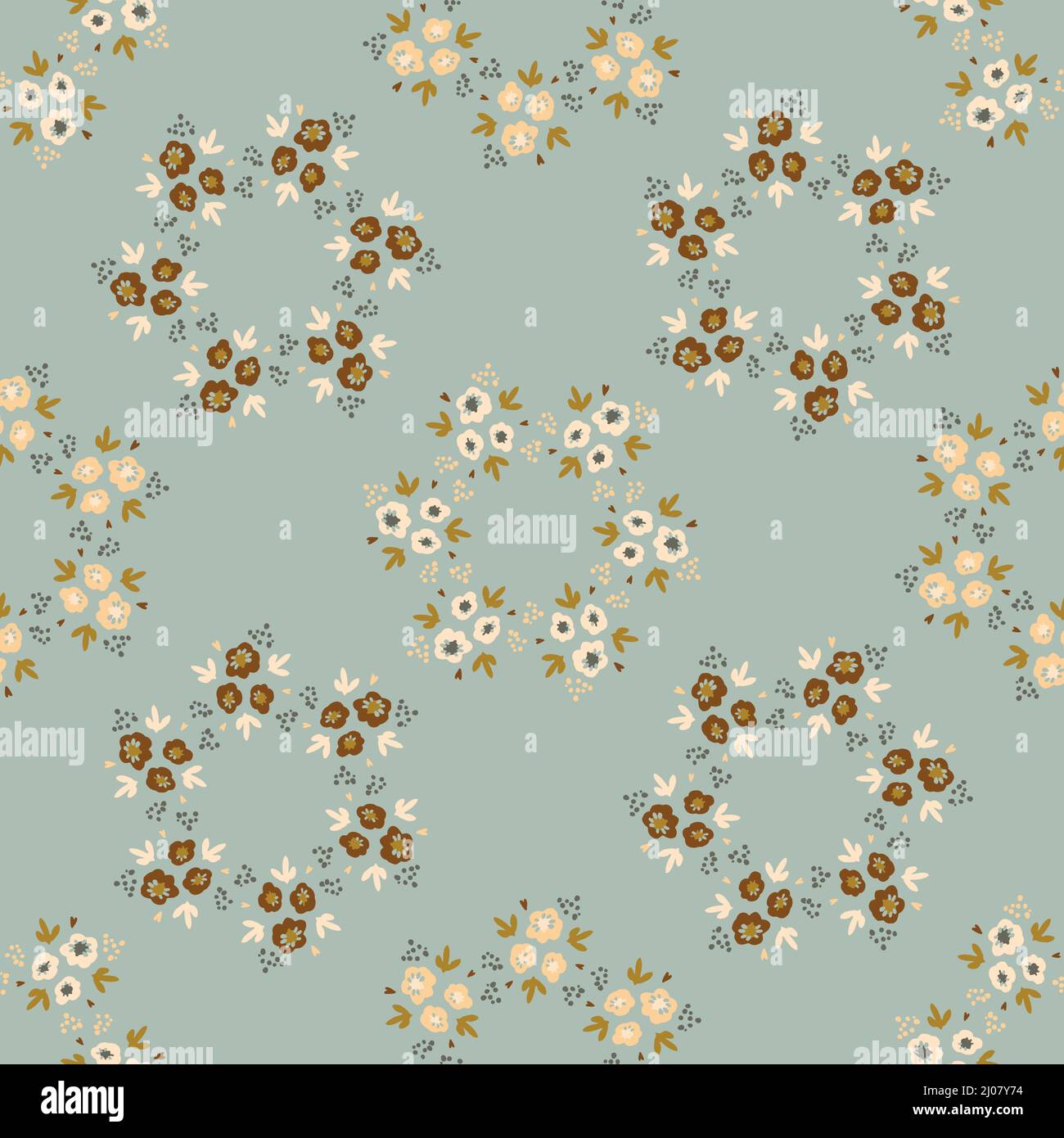 Gender neutral floral seamless vector background. Simple whimsical 2 ...