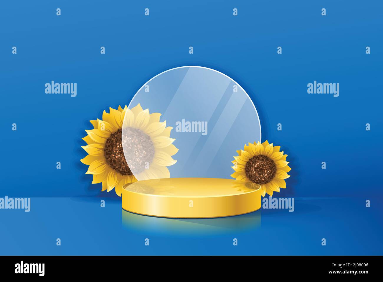 Glass podium on blue Stock Vector Images - Alamy