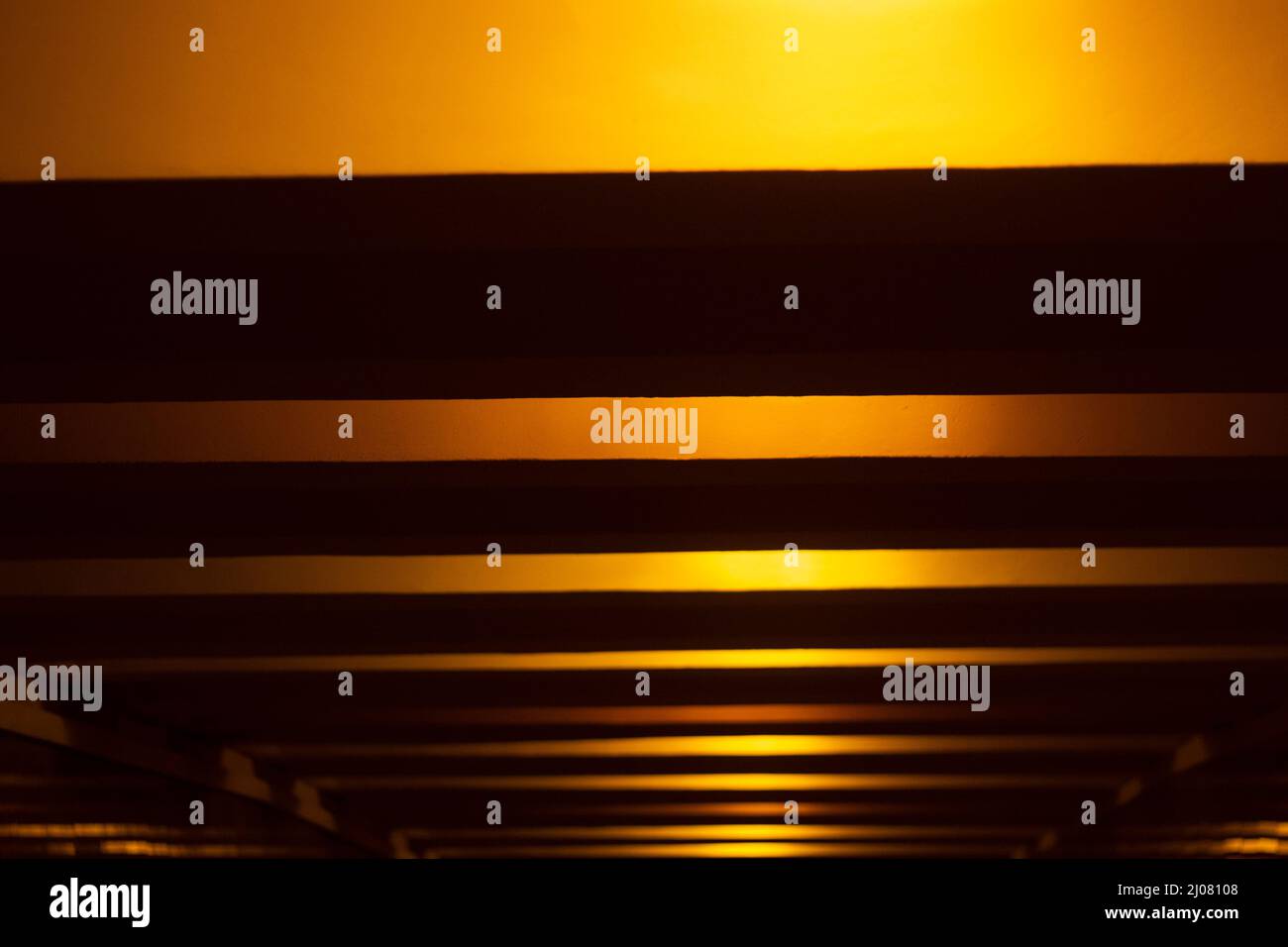 City lighting. Light from lamps in the tunnel. Lamps under the ceiling ...