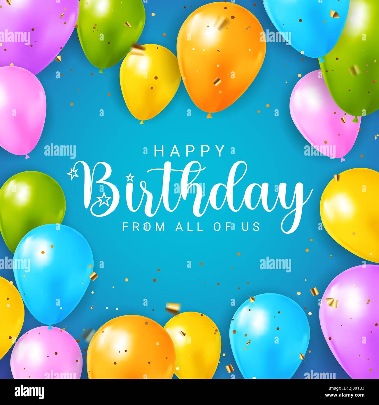 Happy Birthday Congratulations Banner Design With Confetti Balloons