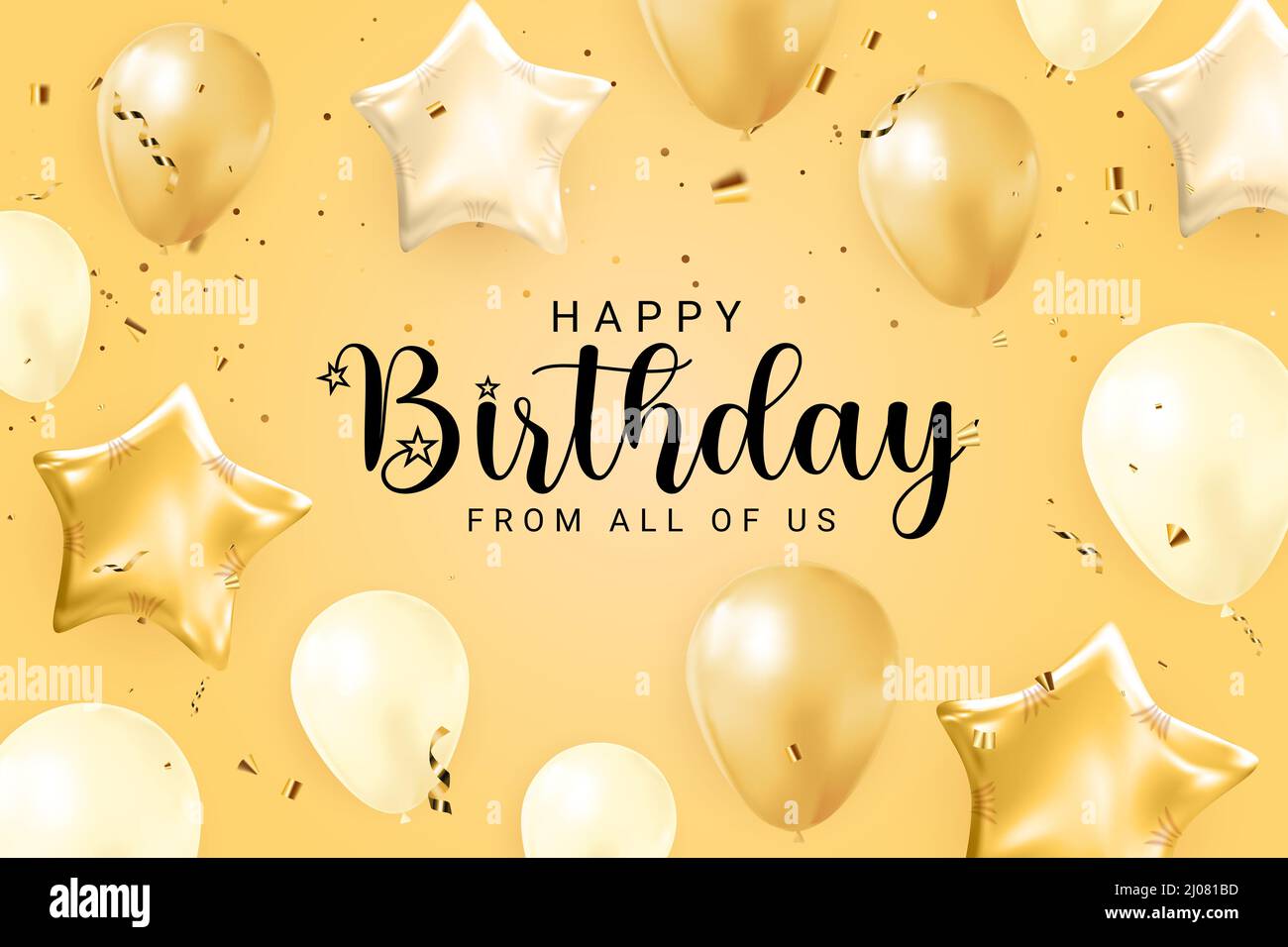Happy Birthday Congratulations Banner Design With Confetti Balloons