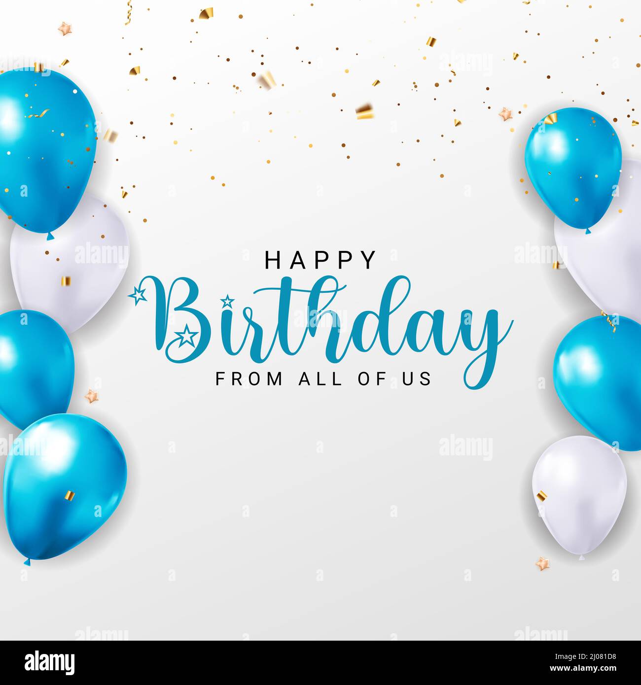 Happy Birthday congratulations banner design with Confetti, Balloons ...