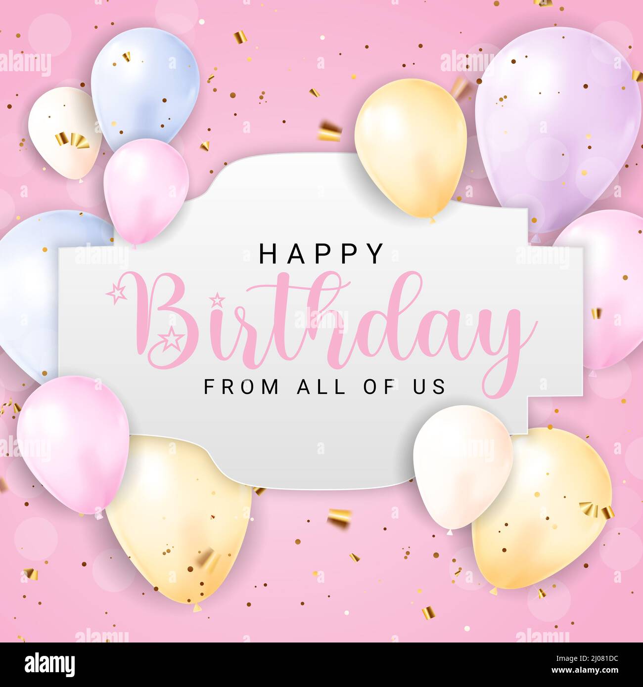 Happy Birthday Congratulations Banner Design With Confetti Balloons