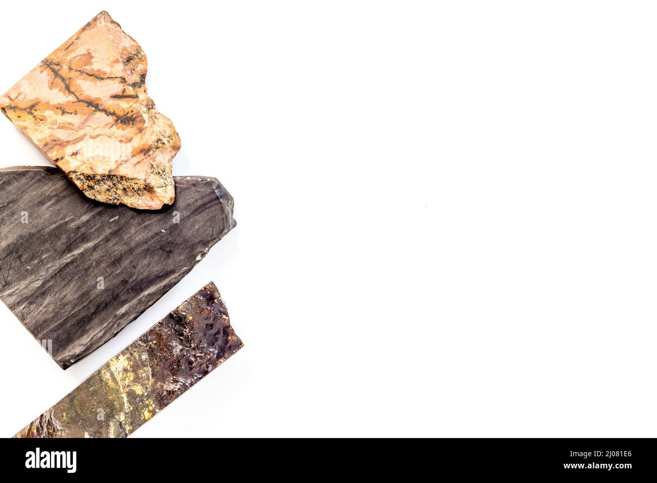 Set of different mineral stones. Natural rocks top view Stock Photo - Alamy