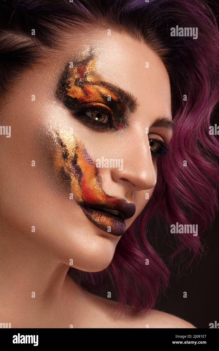 Woman face on fire hi-res stock photography and images - Alamy