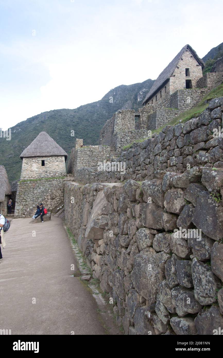 Machu Picchu Inca archaeological site on the Andes Mountains, Peru ...