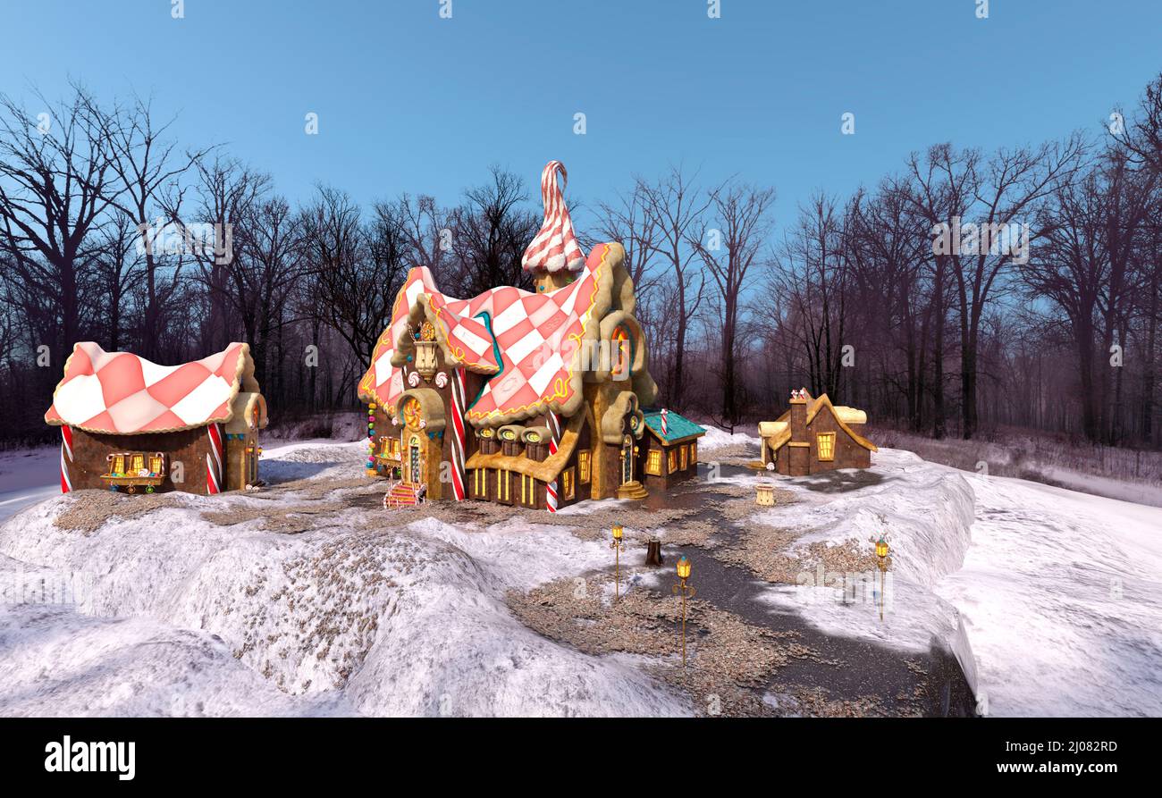 3D rendering of a fairy tale gingerbread house Stock Photo - Alamy
