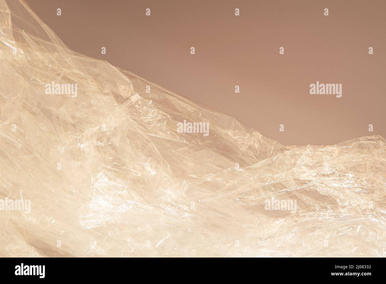 Crumpled wrinkled plastic transparent plastic cellophane wrapper on ...