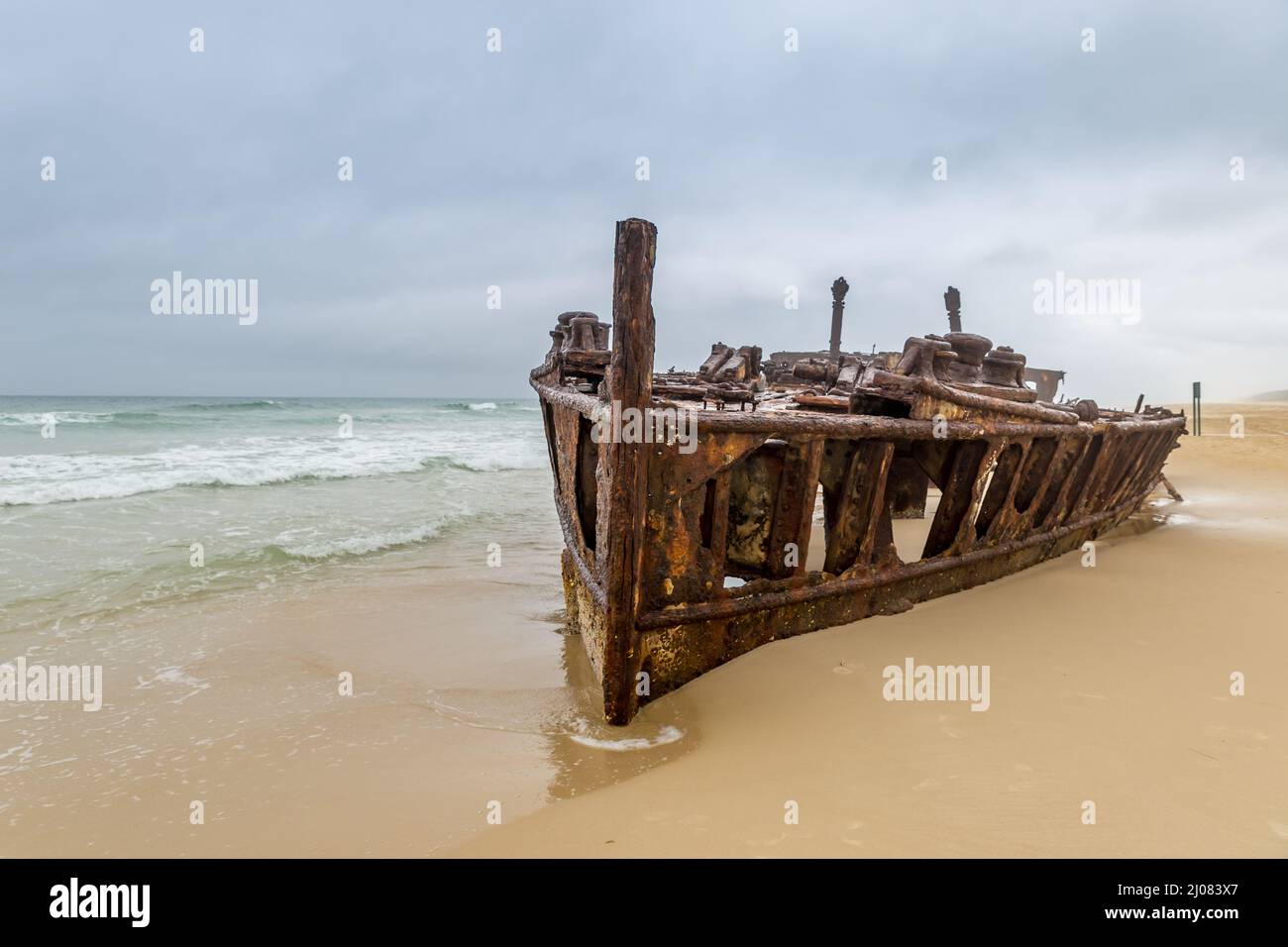 Rusty Ship Wreck on Beach of Fraser Island, Queensland, Australia Stock ...