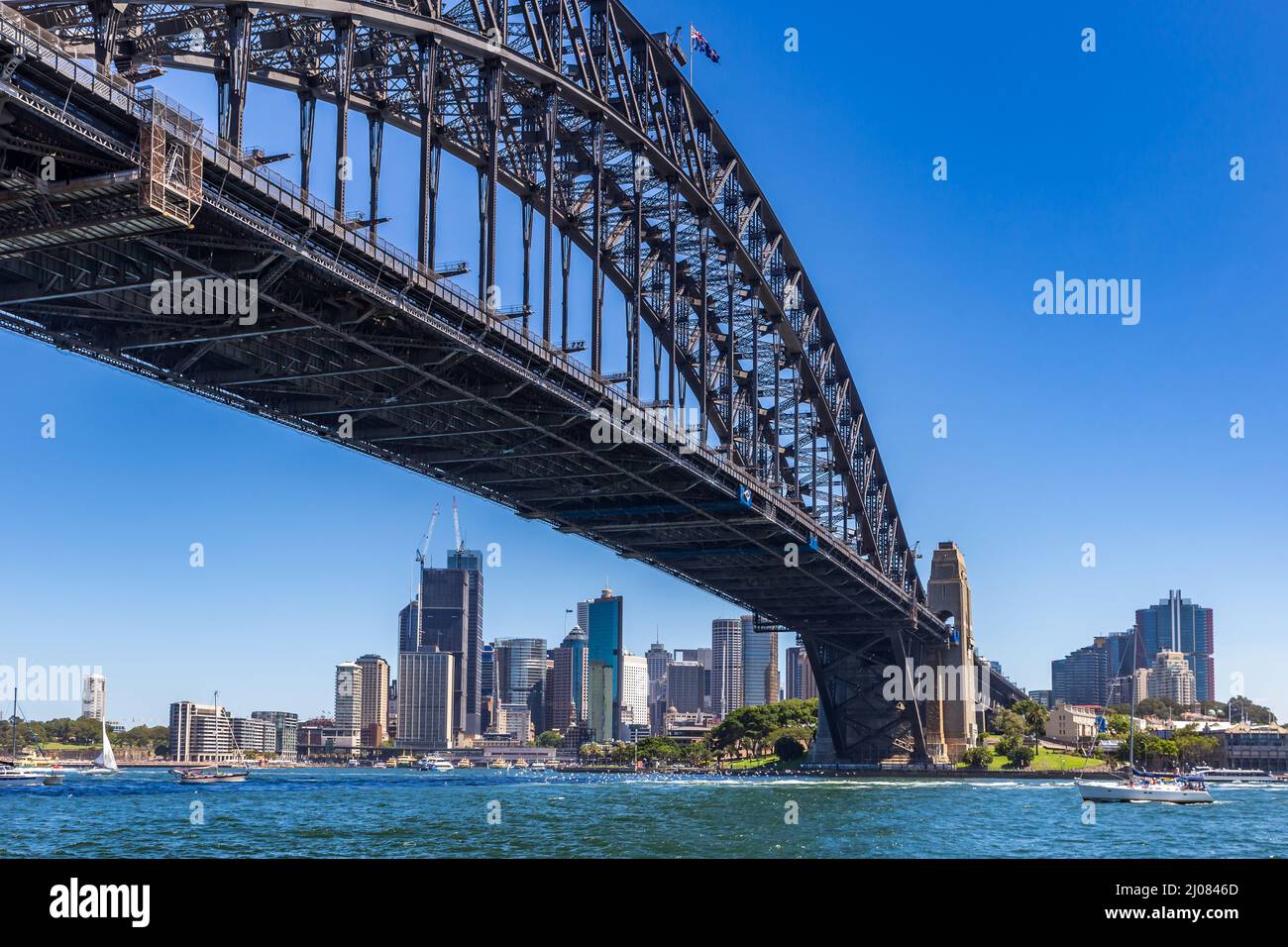 Sydney Harbour Brigde and Skyline of Sydney seen from Bradfield Park ...