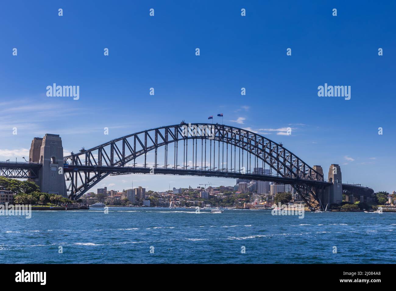 Sydney Harbor Bridge in Front of Luna Park seen from Circular Quay, New ...