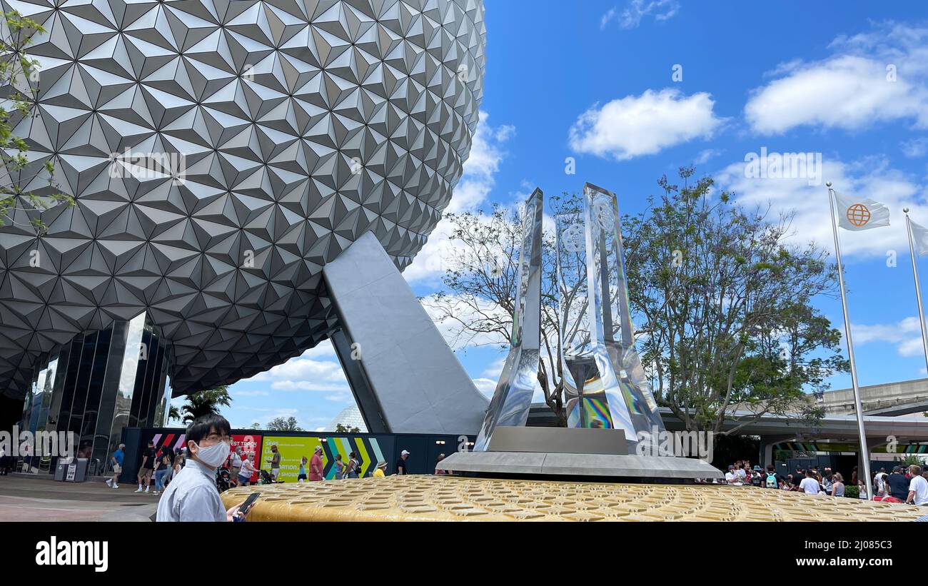 Orlando, FL USA- April 27, 2021: The Spaceship Earth ride at EPCOT in ...