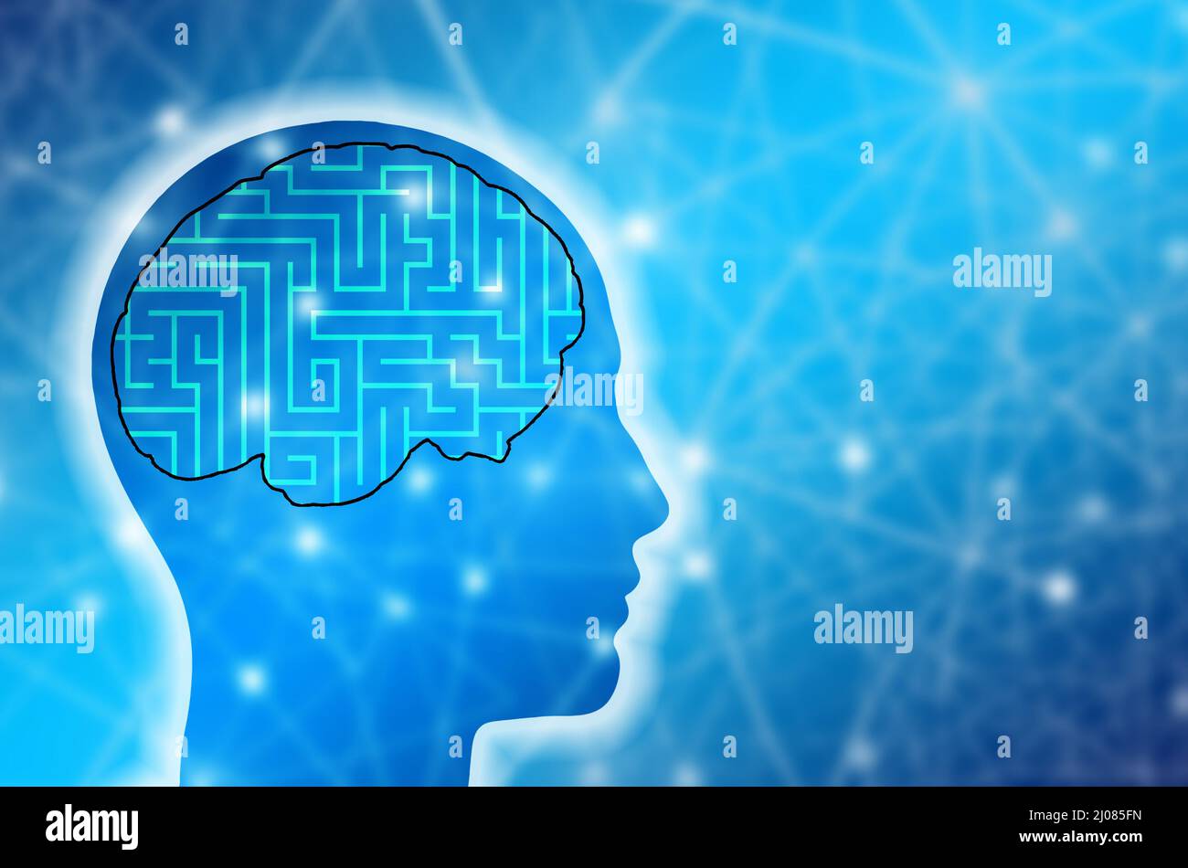 illustration of human head with a labyrinth inside the brain Stock ...
