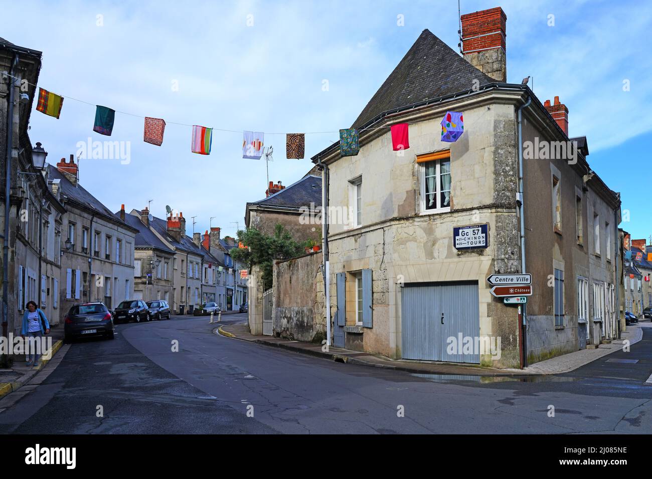 AZAY-LE-RIDEAU, FRANCE -24 JUN 2021- Street view of the village of Azay ...