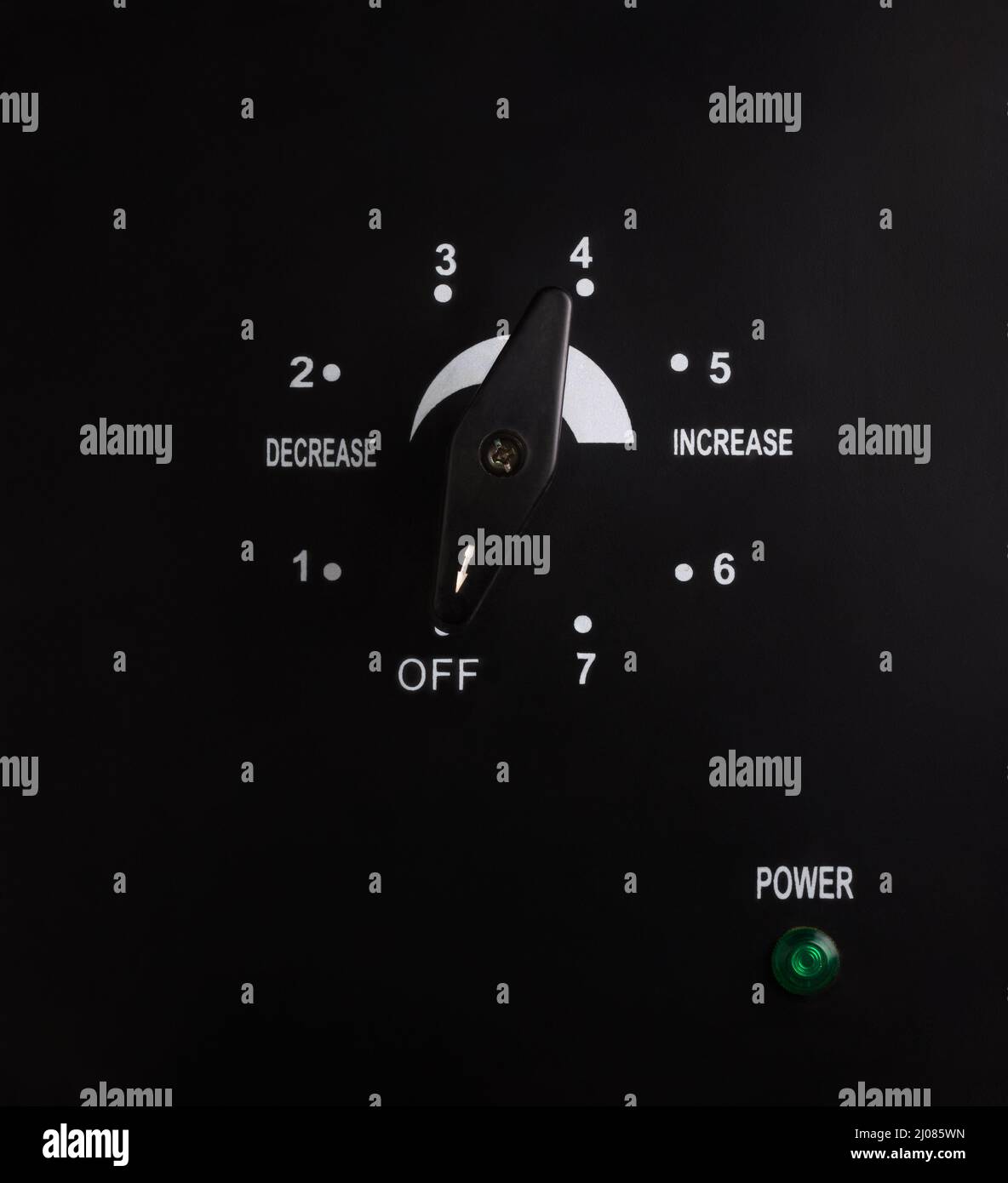 black knob for rotary toggle switch with white scale and power ...