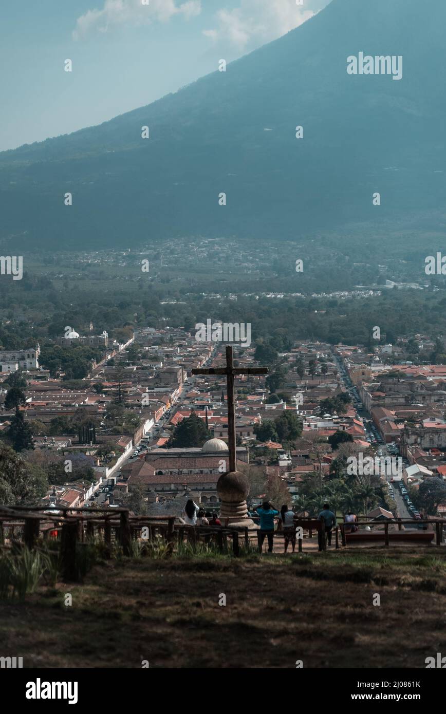 Vertical shot of the Cerro de la Cruz, Antigua Guatemala, Guatemala ...