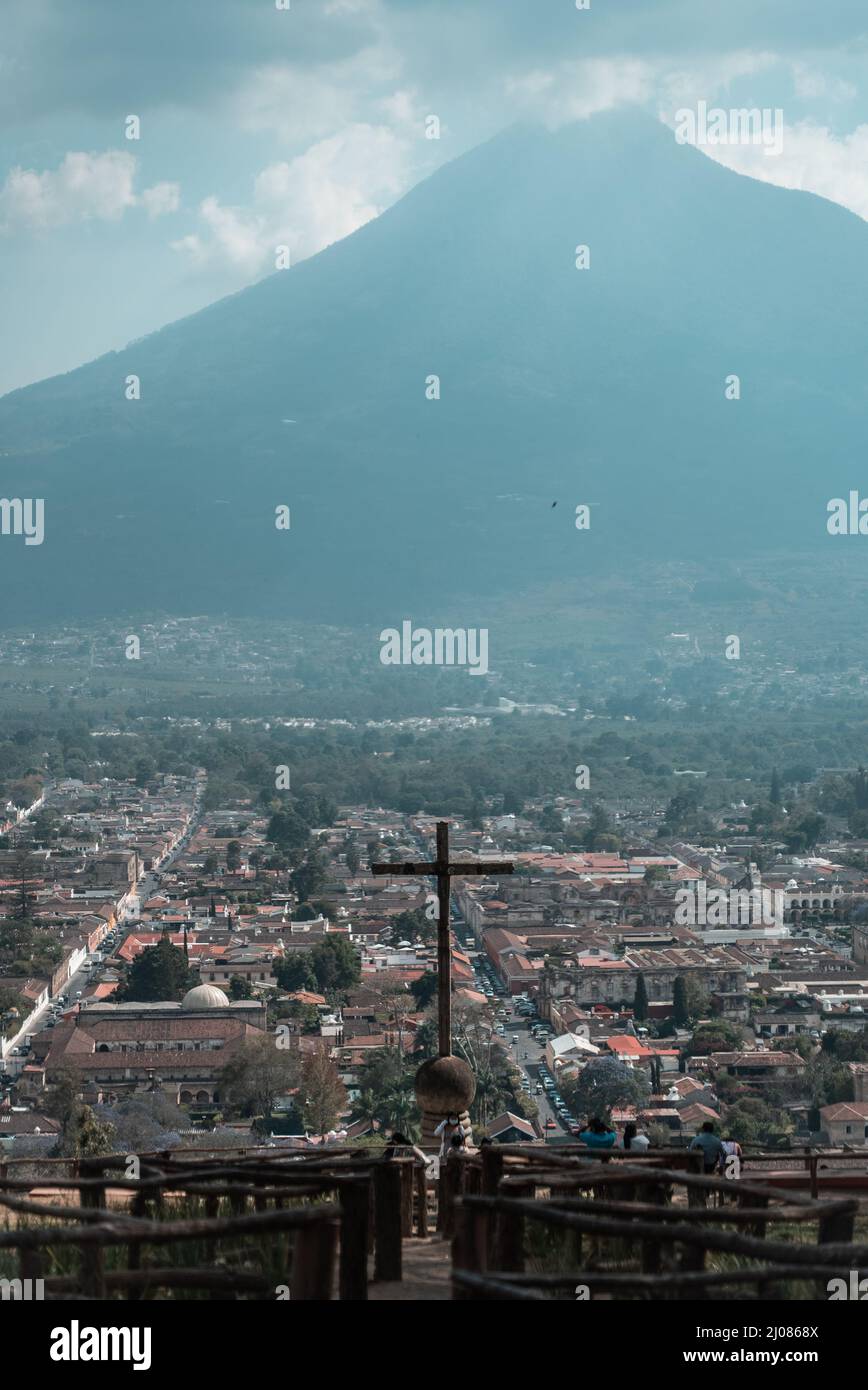 Vertical shot of the Cerro de la Cruz, Antigua Guatemala, Guatemala ...