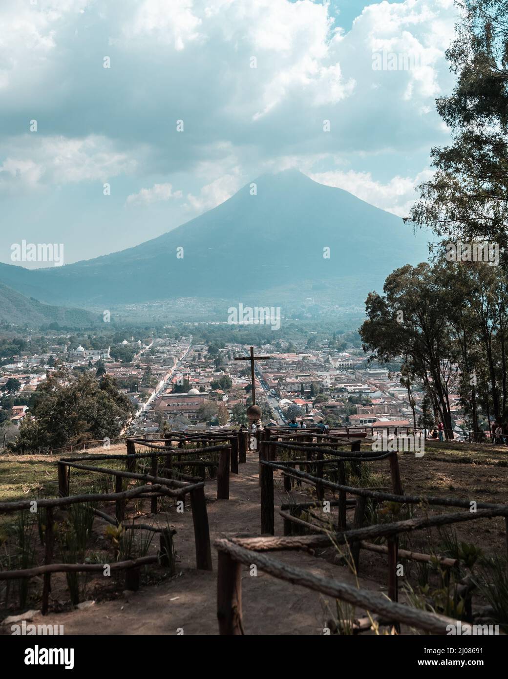 Vertical shot of the Cerro de la Cruz, Antigua Guatemala, Guatemala ...