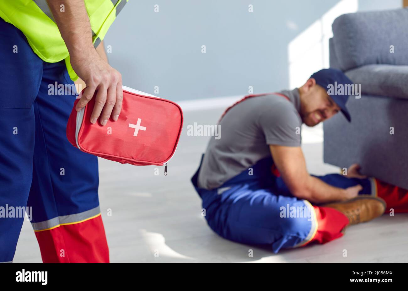 Employee of relocation service is going to provide medical care to ...