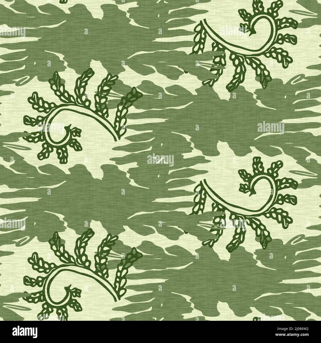 Retro botanical fern frond pattern. Seamless vintage ecological foliage ...