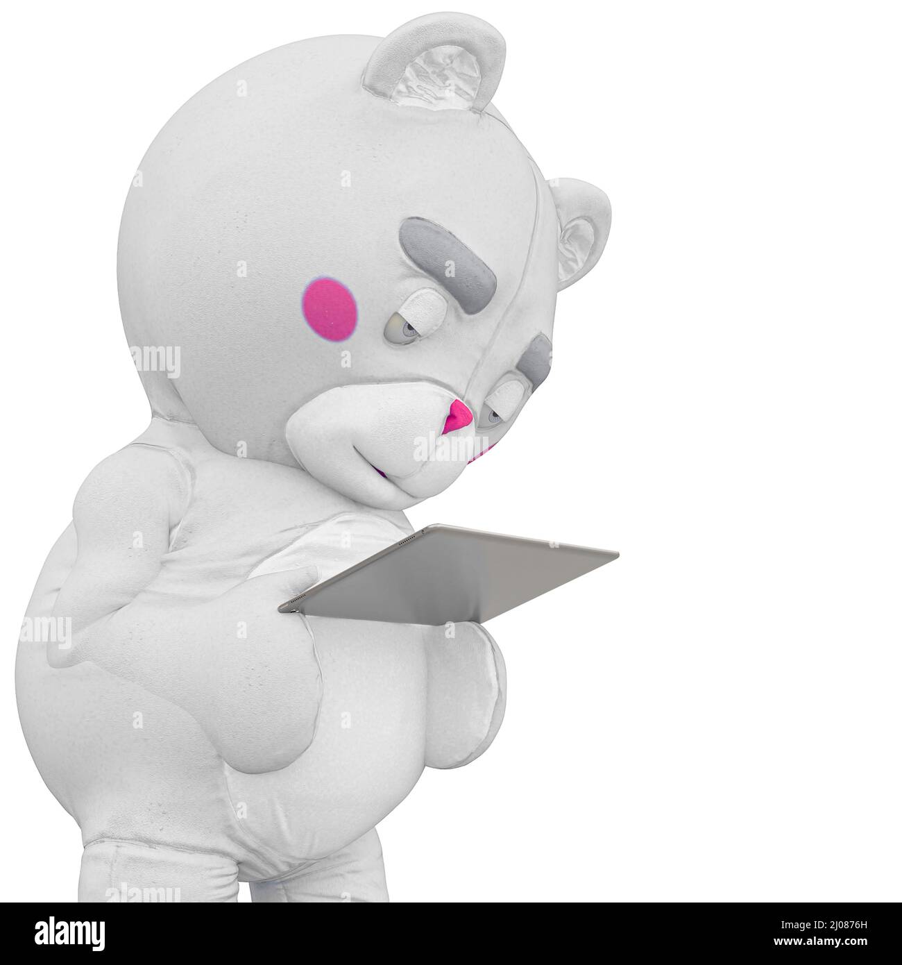 cute bear is holding a tablet, 3d illustration Stock Photo - Alamy