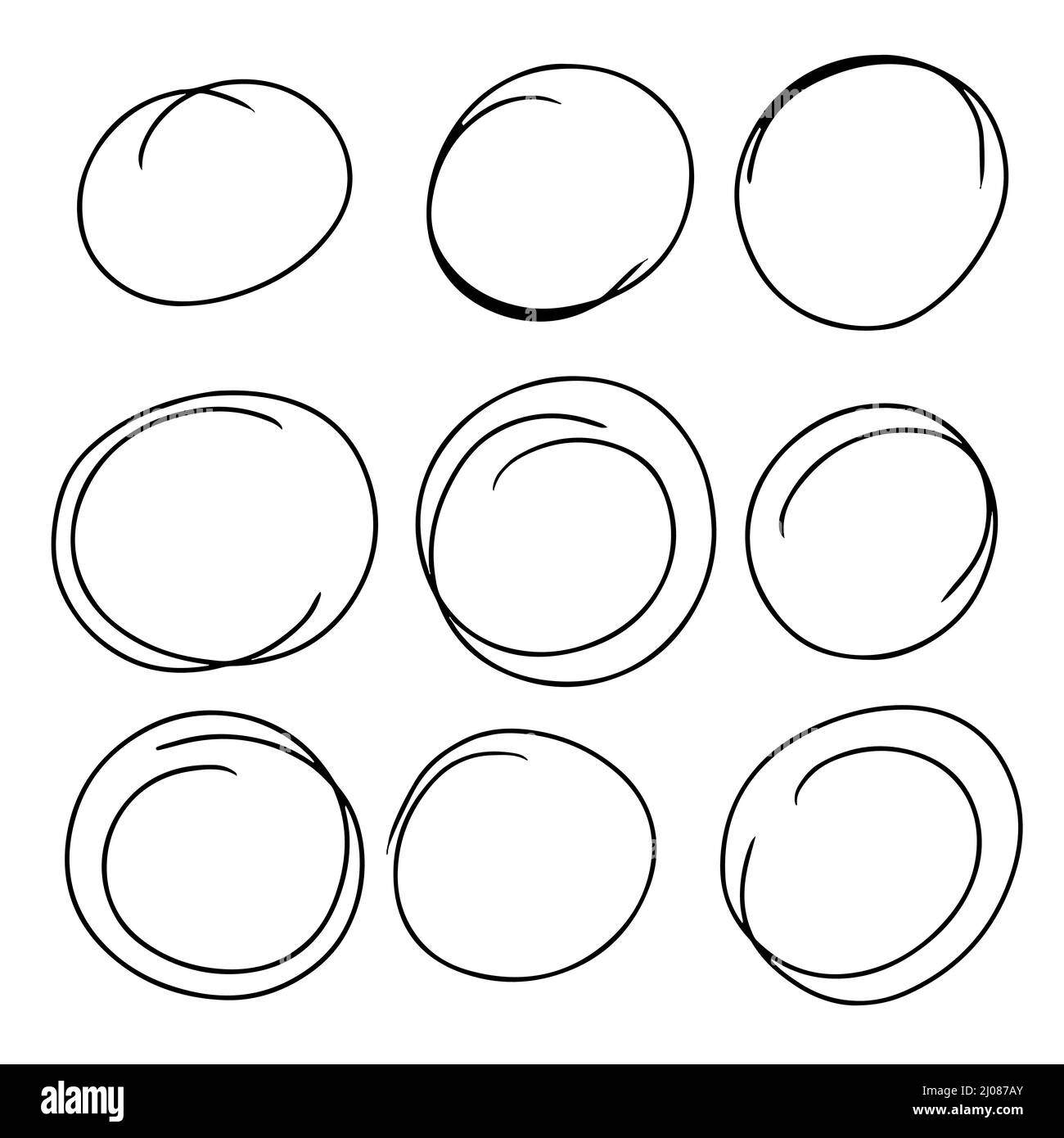 Hand drawn round scribble set. Collection of circles frames. Isolated ...