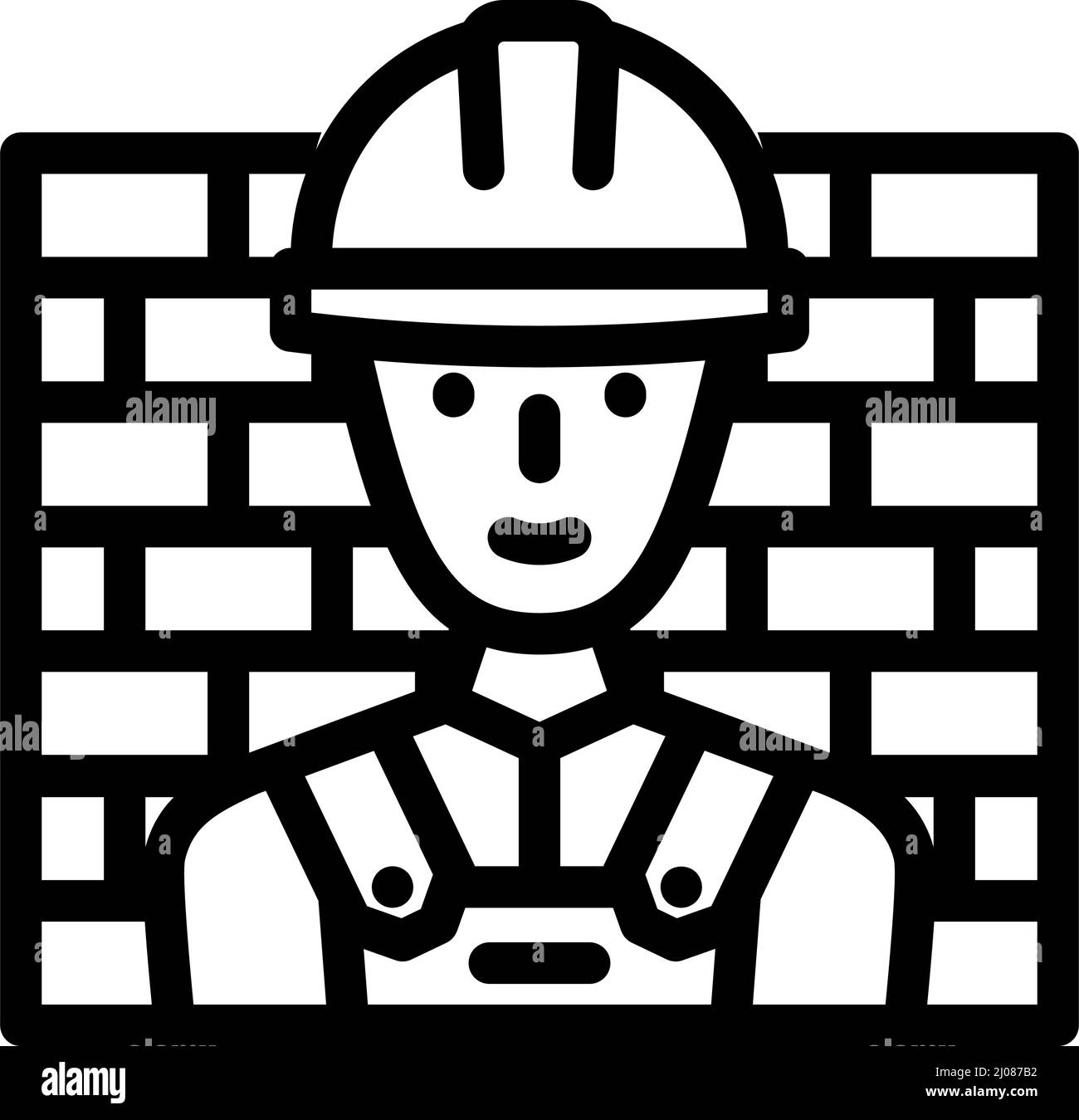 worker builder line icon vector illustration Stock Vector Image & Art ...