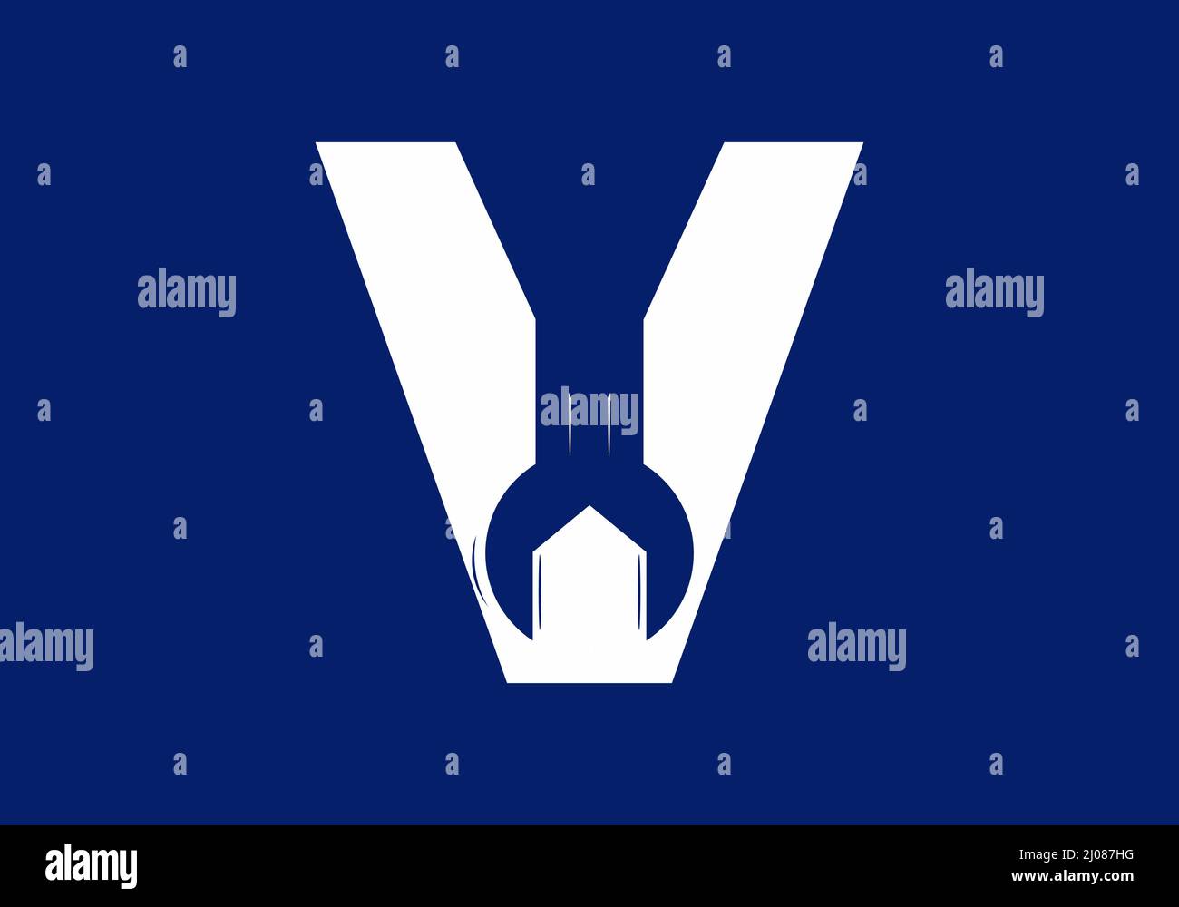 V initial letter with wrench shape design Stock Vector Image & Art - Alamy