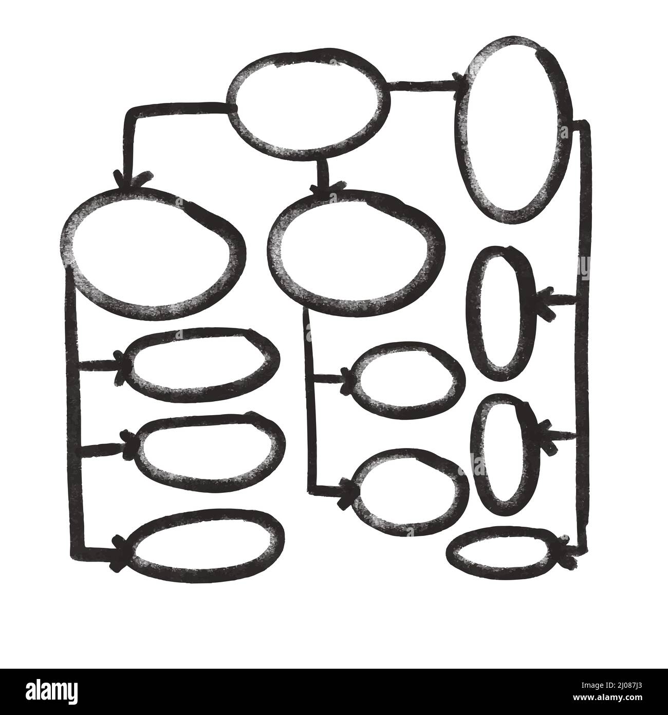 Hand drawn ink block scheme. Isolated on white background vector ...