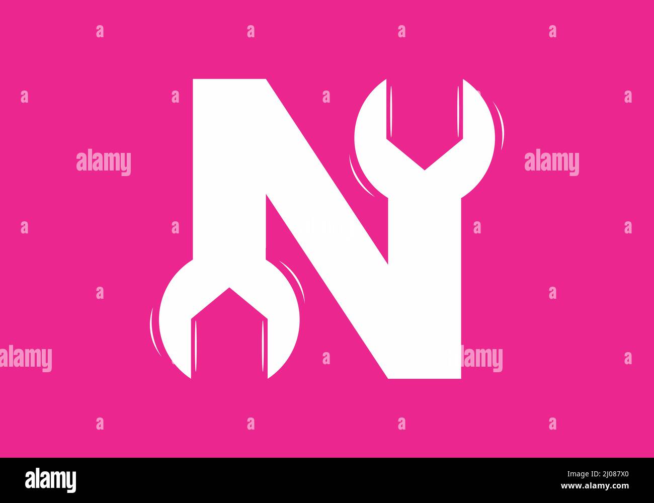 N initial letter with wrench shape design Stock Vector Image & Art - Alamy
