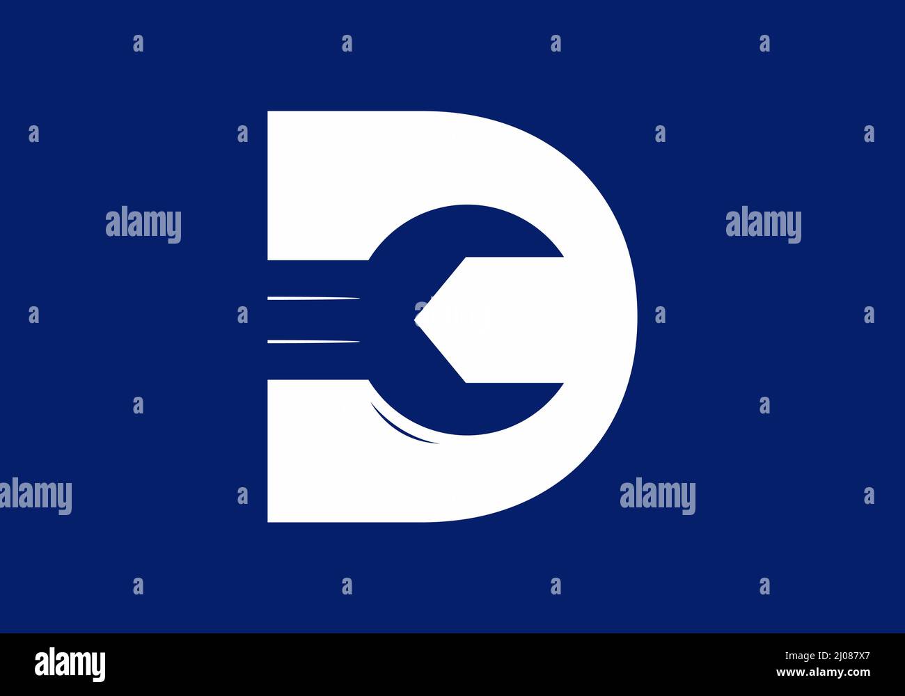 D initial letter with wrench shape design Stock Vector Image & Art - Alamy