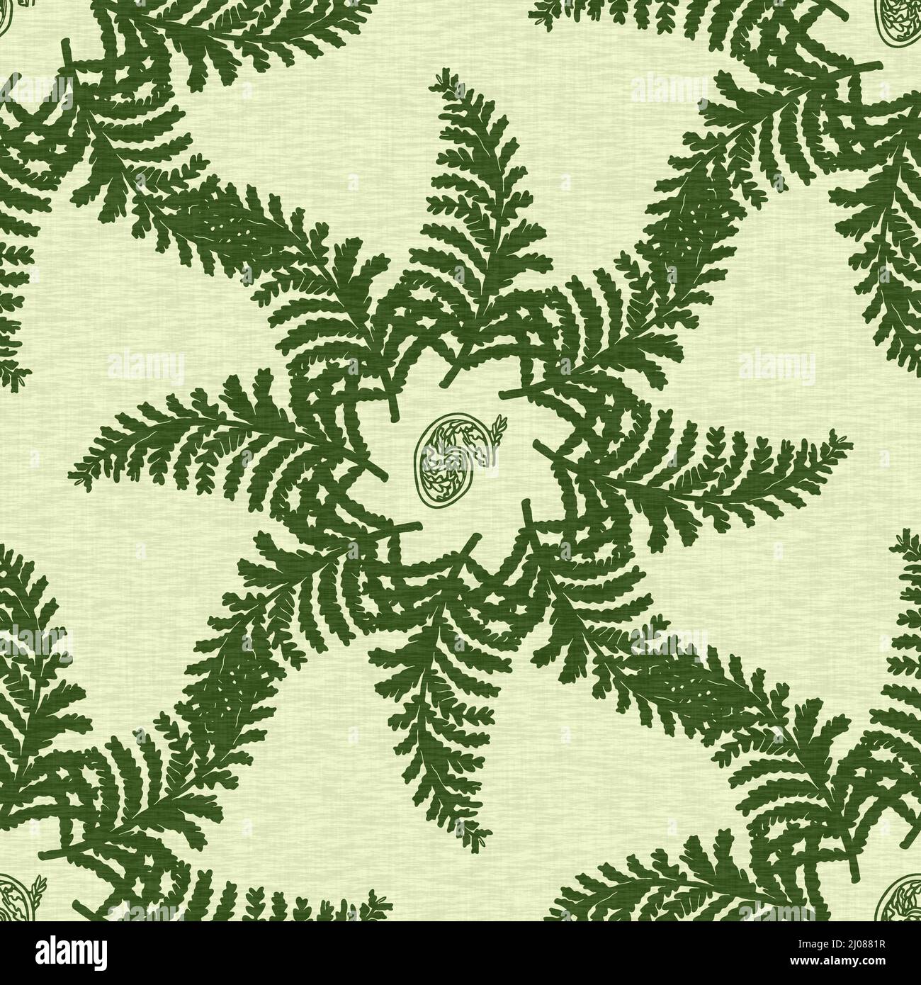 Retro botanical fern frond pattern. Seamless vintage ecological foliage ...